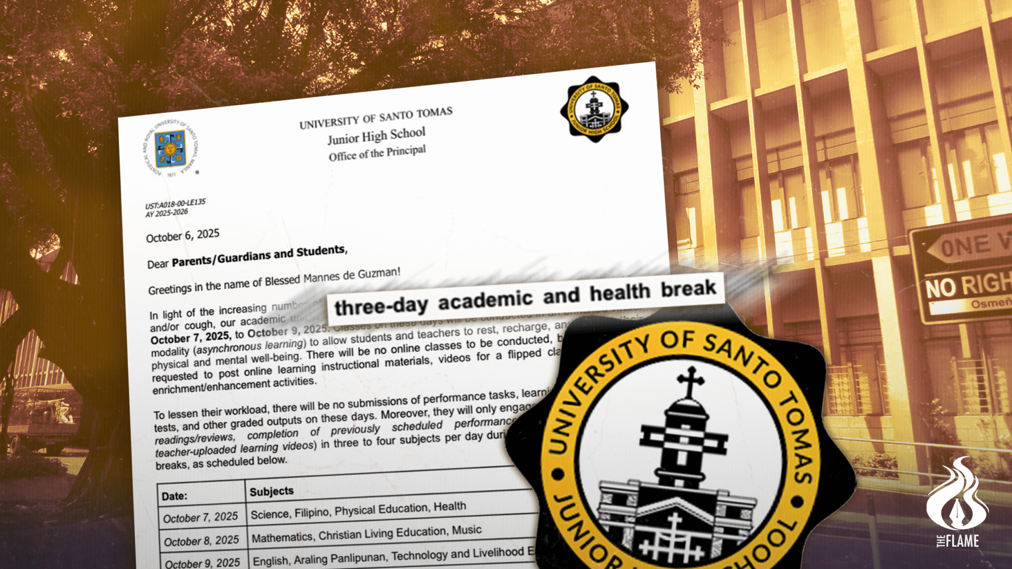 UST JHS imposes academic break after rise in sick students, faculty ...